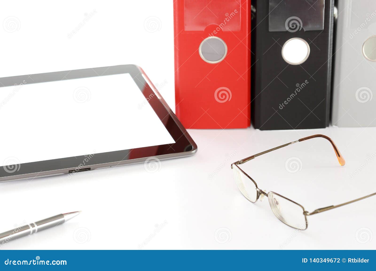 Computer and File Folders on a Desk Stock Photo - Image of efficient ...