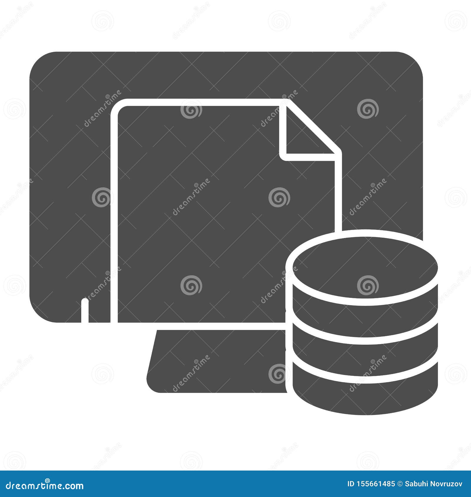 Computer File Storage Solid Icon. Paper Archive on Pc Vector ...