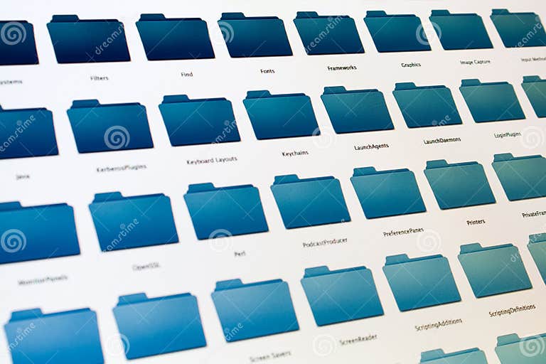 Computer File System on Black Screen Stock Photo - Image of background ...