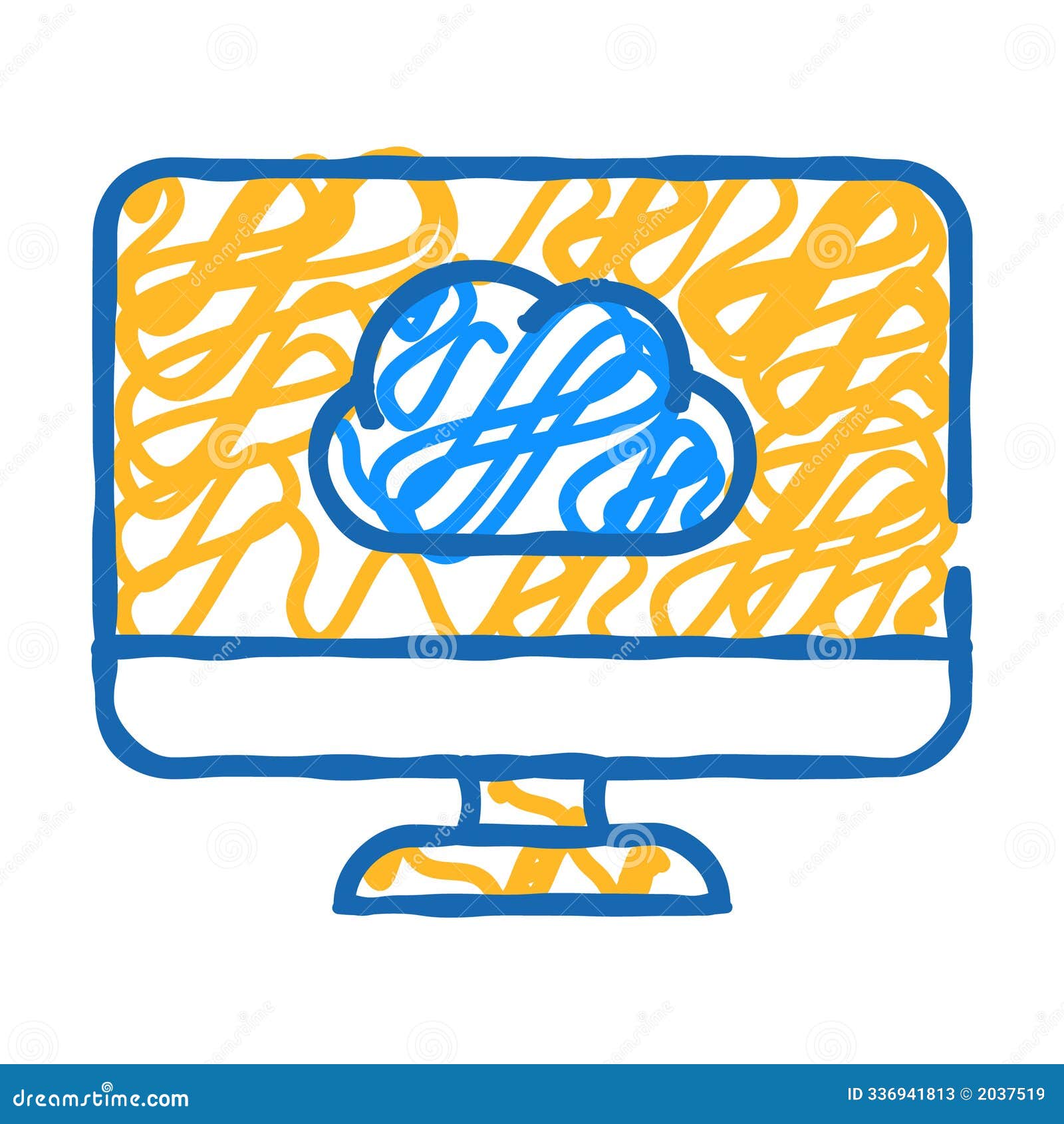 Computer Files Cloud Storage Icon Doodle Illustration Stock Vector ...