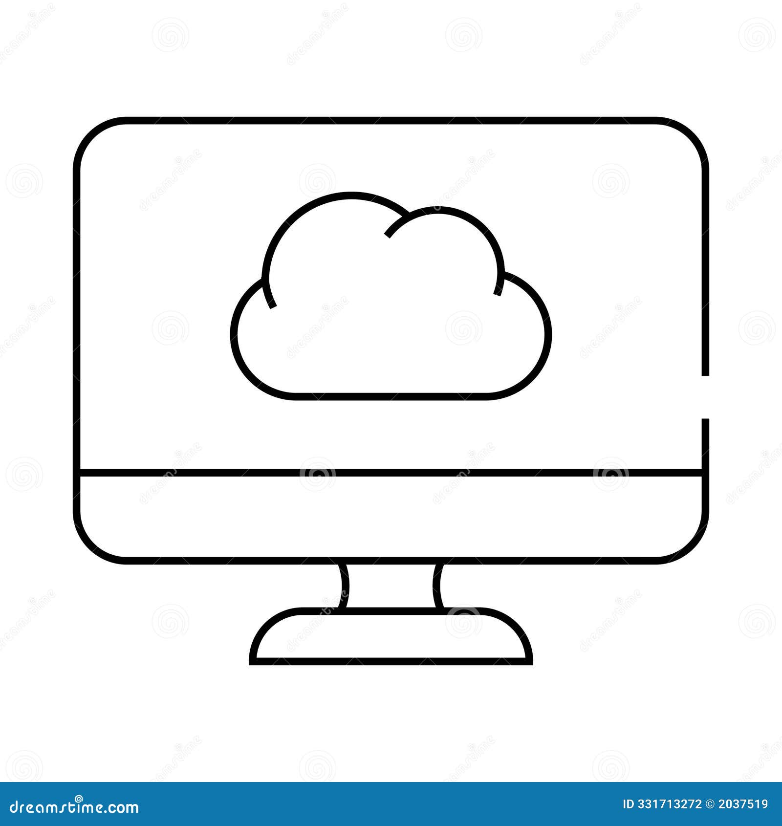Computer Files Cloud Storage Line Icon Vector Illustration Stock ...