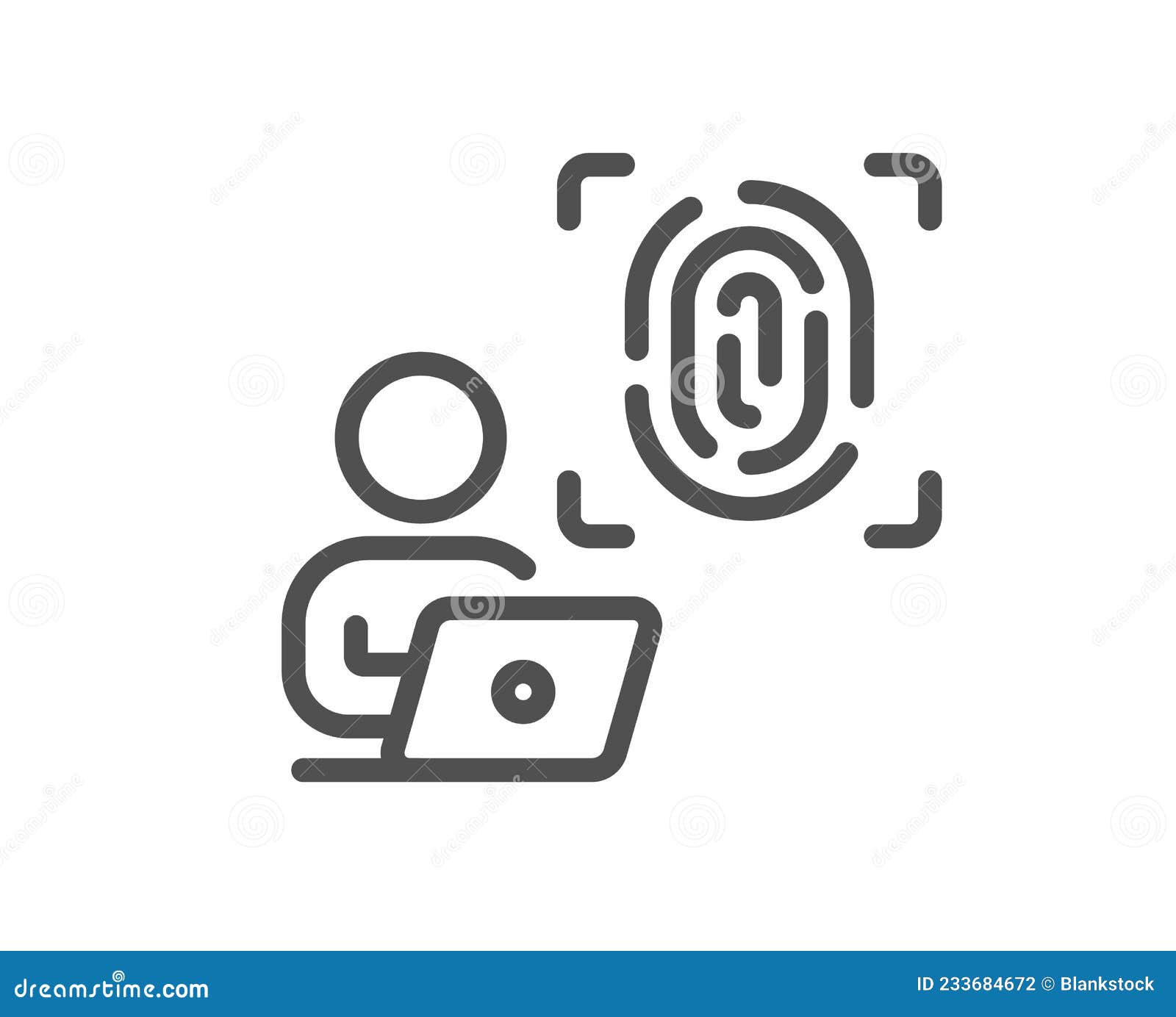 Computer Fingerprint Line Icon. Finger Print Scan Sign. Vector Stock Vector - Illustration of ...