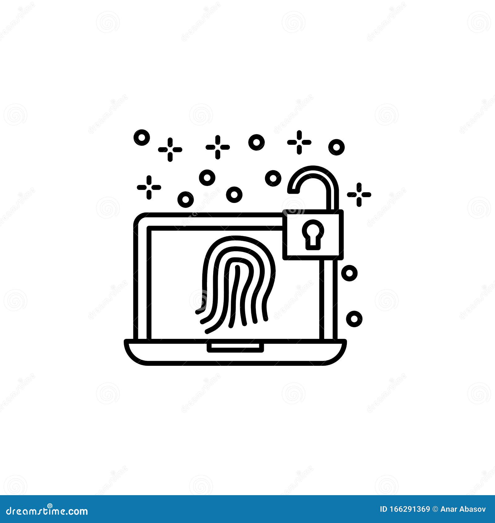Computer Fingerprint Lock Icon. Element of Computer Icon Stock ...