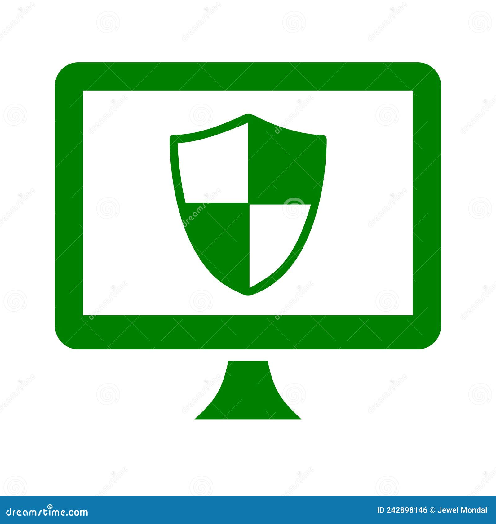 Computer, Firewall Icon. Green Vector Sketch Stock Vector ...
