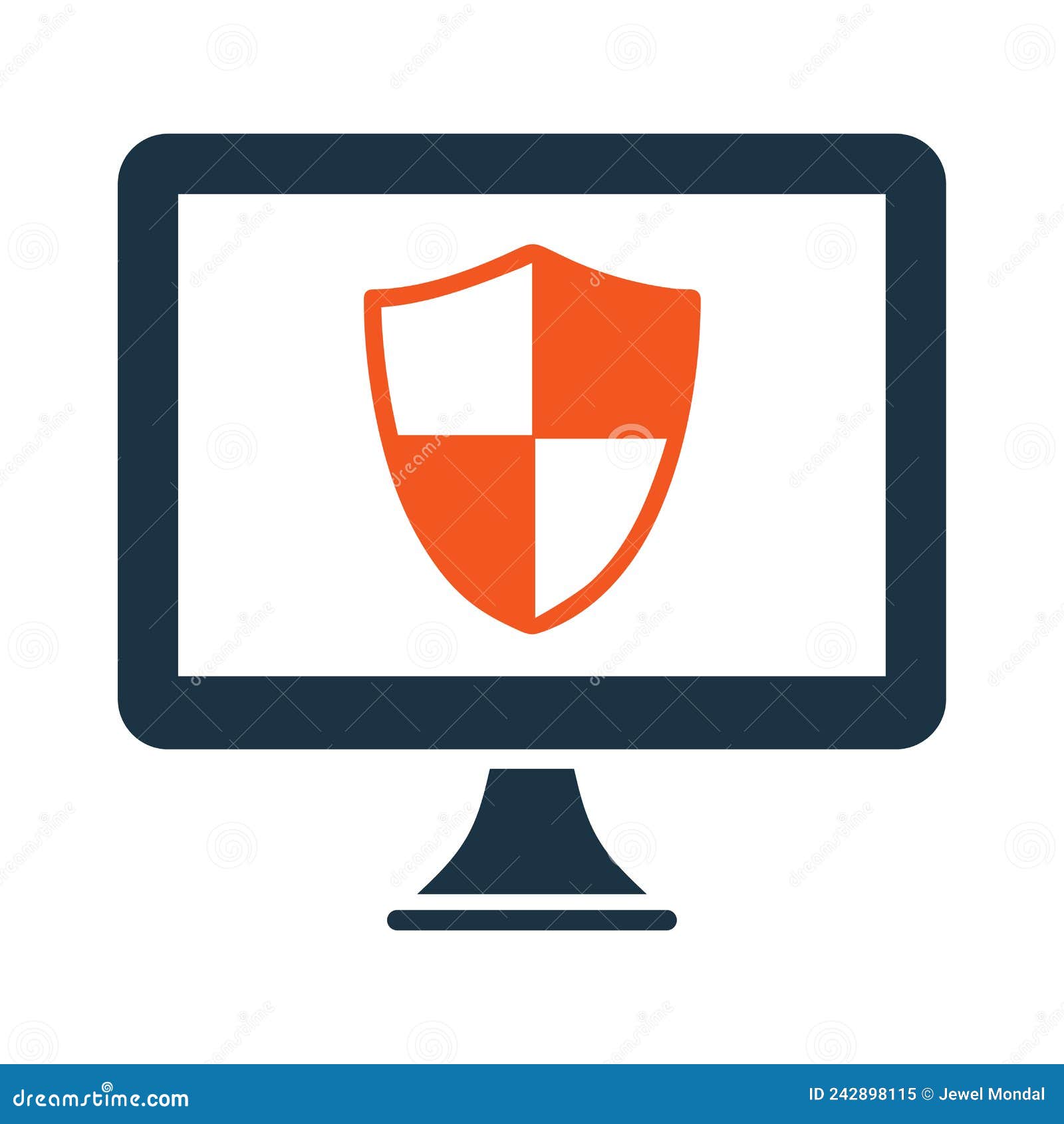 Computer, Firewall Icon. Simple Flat Design Concept Stock Illustration ...