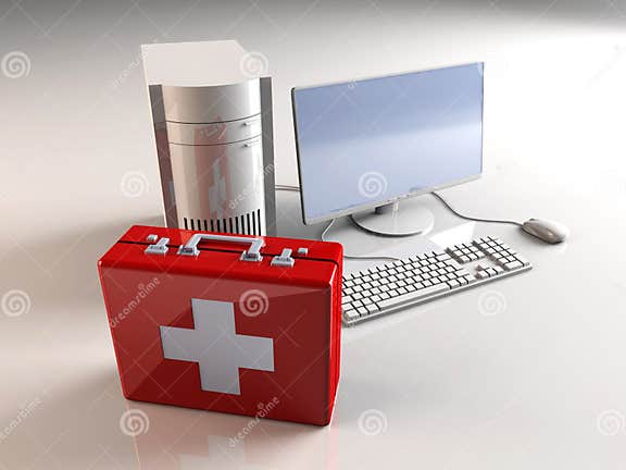 Computer First Aid. stock illustration. Illustration of computer - 14390473