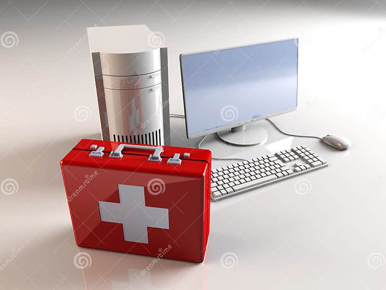 Computer First Aid. stock illustration. Illustration of computer - 14390473