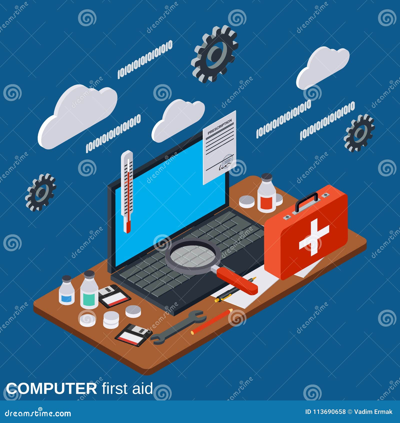 Computer First Aid, Technical Support Vector Concept Stock Vector ...
