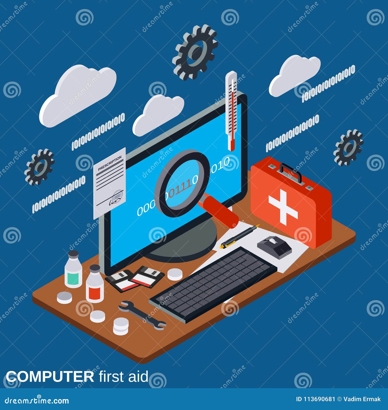 Computer First Aid, Technical Support Vector Concept Stock Vector ...
