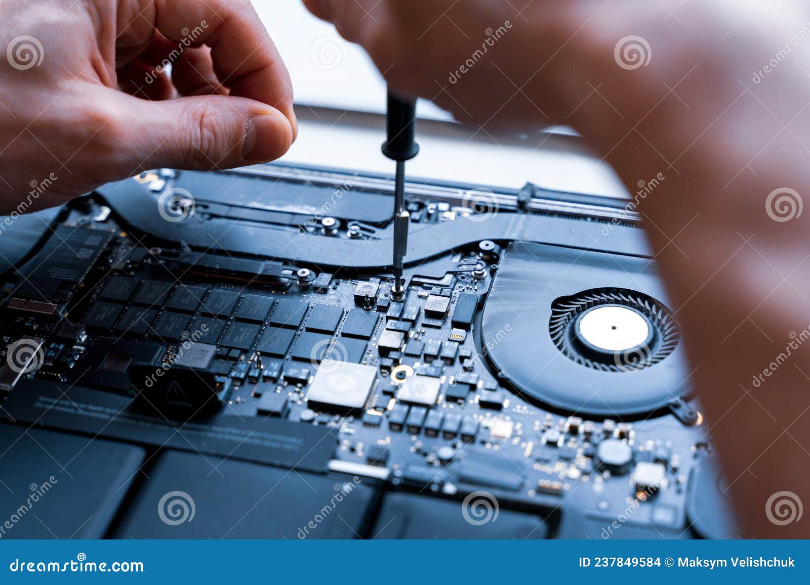 Computer Fixing. Maintenance Repair Engineer Support Stock Photo ...