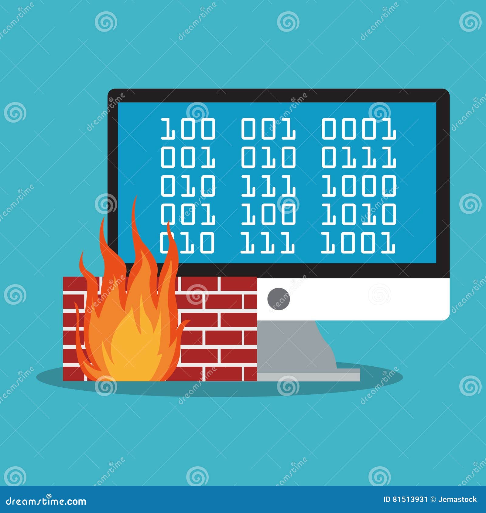 Computer Flame and Security System Design Stock Vector - Illustration ...