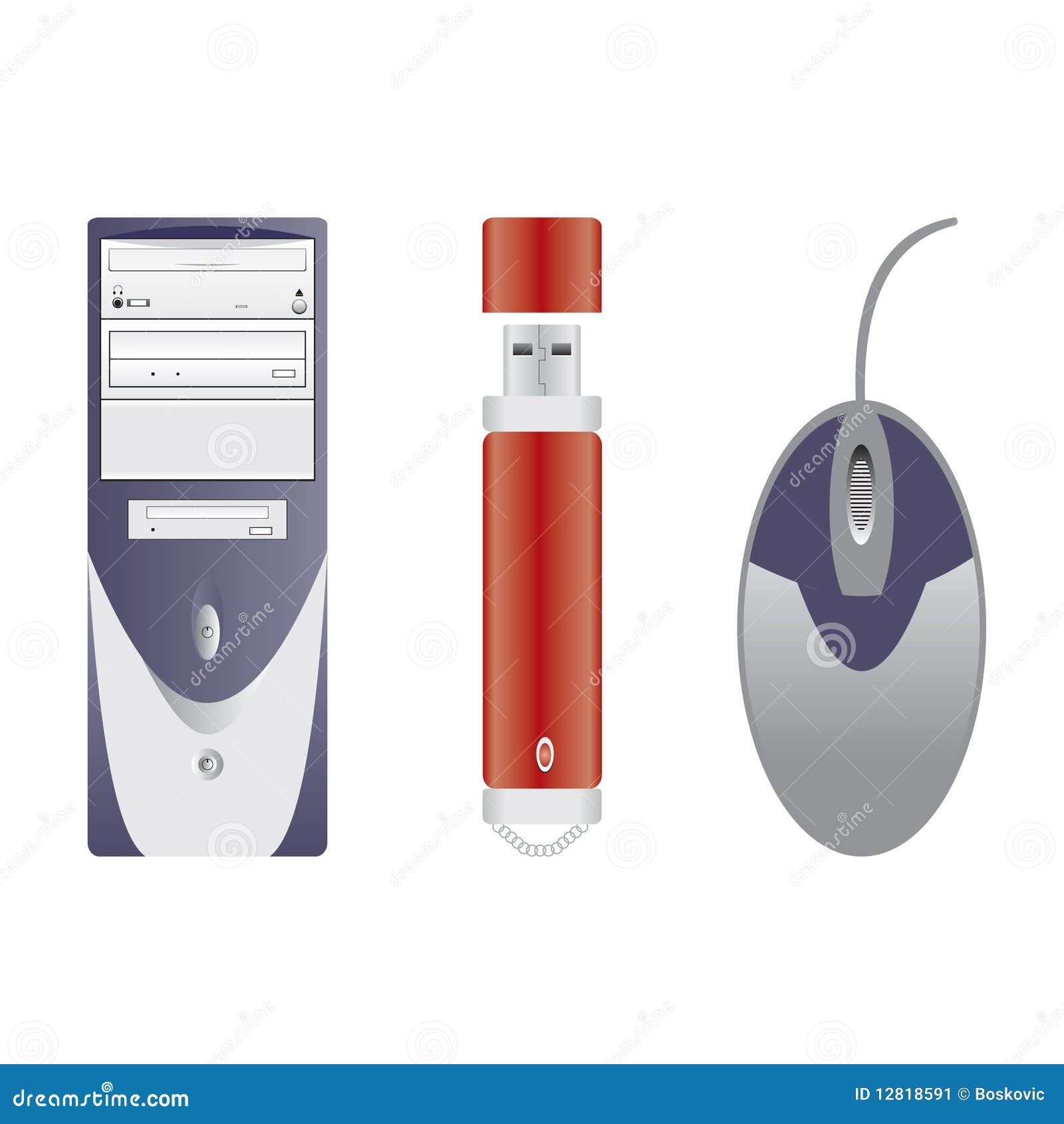 Computer, Flash Memory and Computer Mouse Stock Vector - Illustration ...