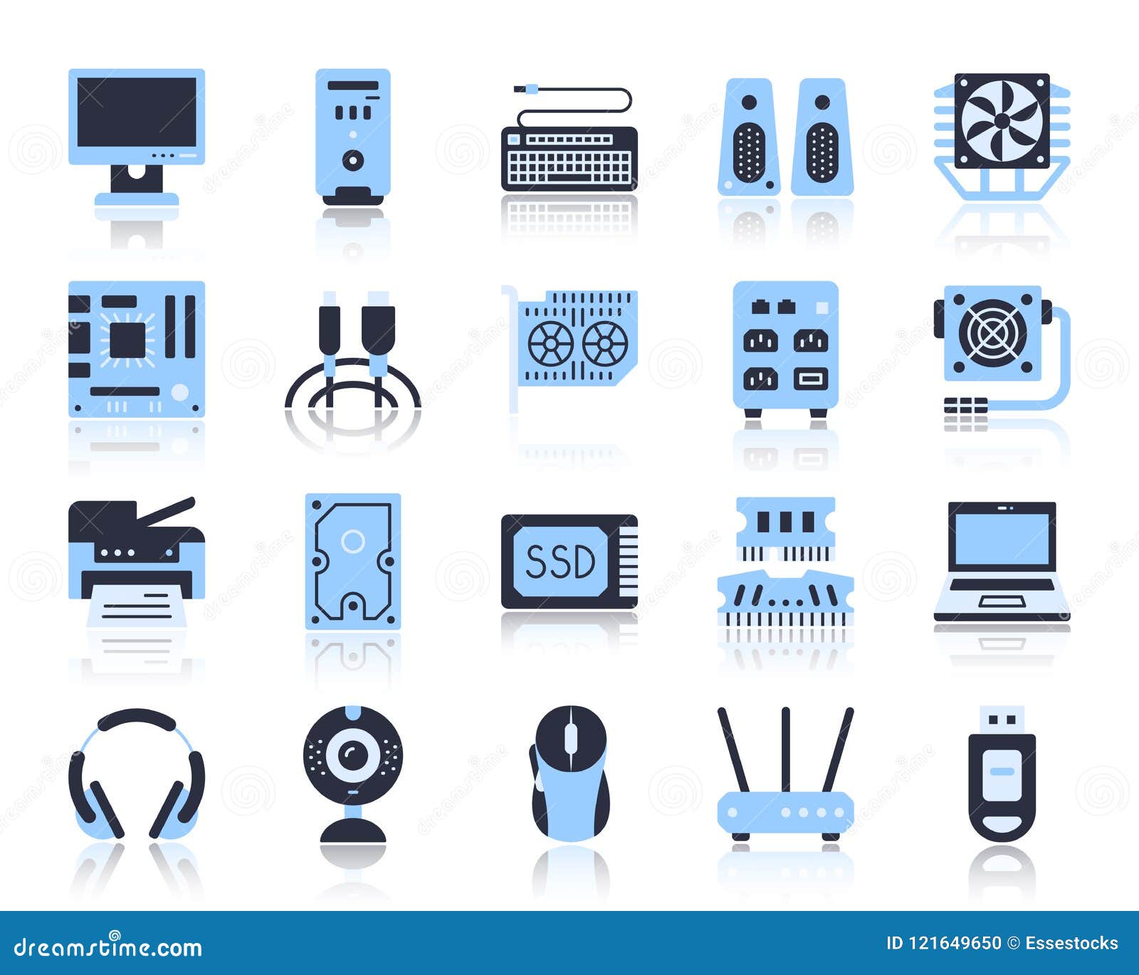 Computer Simple Flat Color Icons Vector Set Stock Vector - Illustration ...