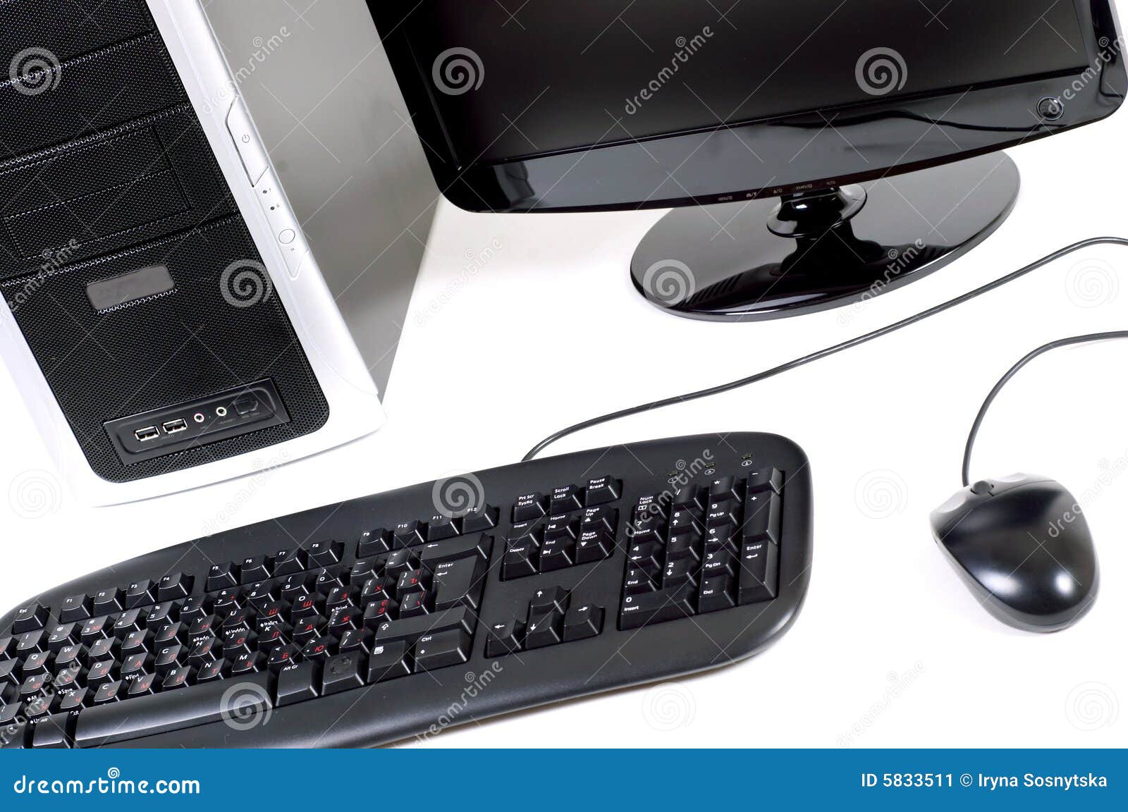 Computer with flat screen stock image. Image of object - 5833511