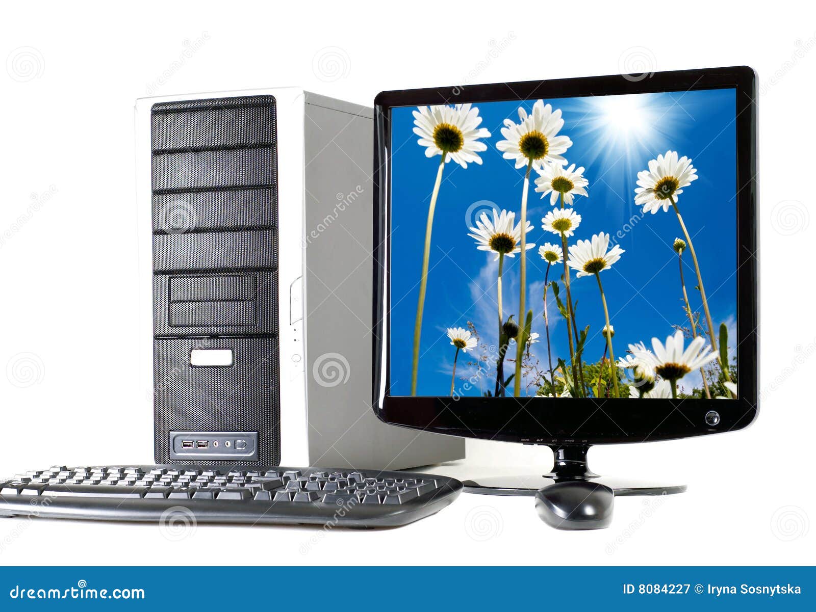 Computer with flat screen stock image. Image of liquid - 8084227