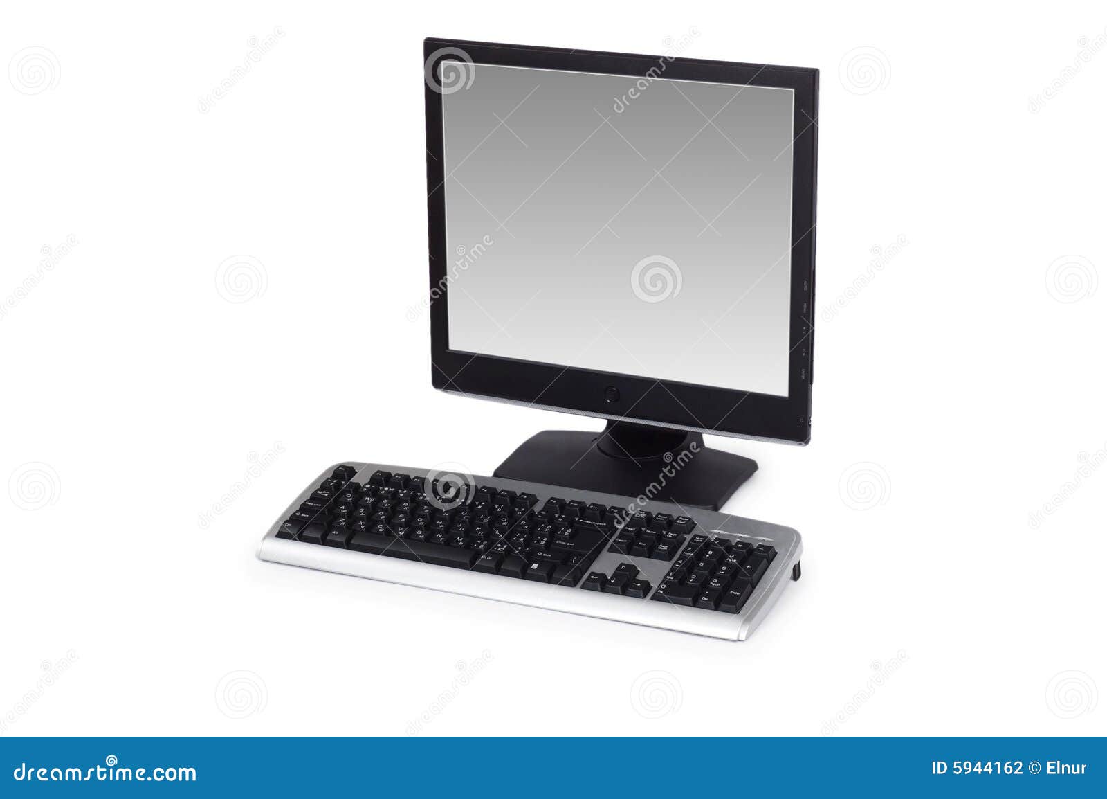 Computer with Flat Screen Isolated on White Stock Photo - Image of ...
