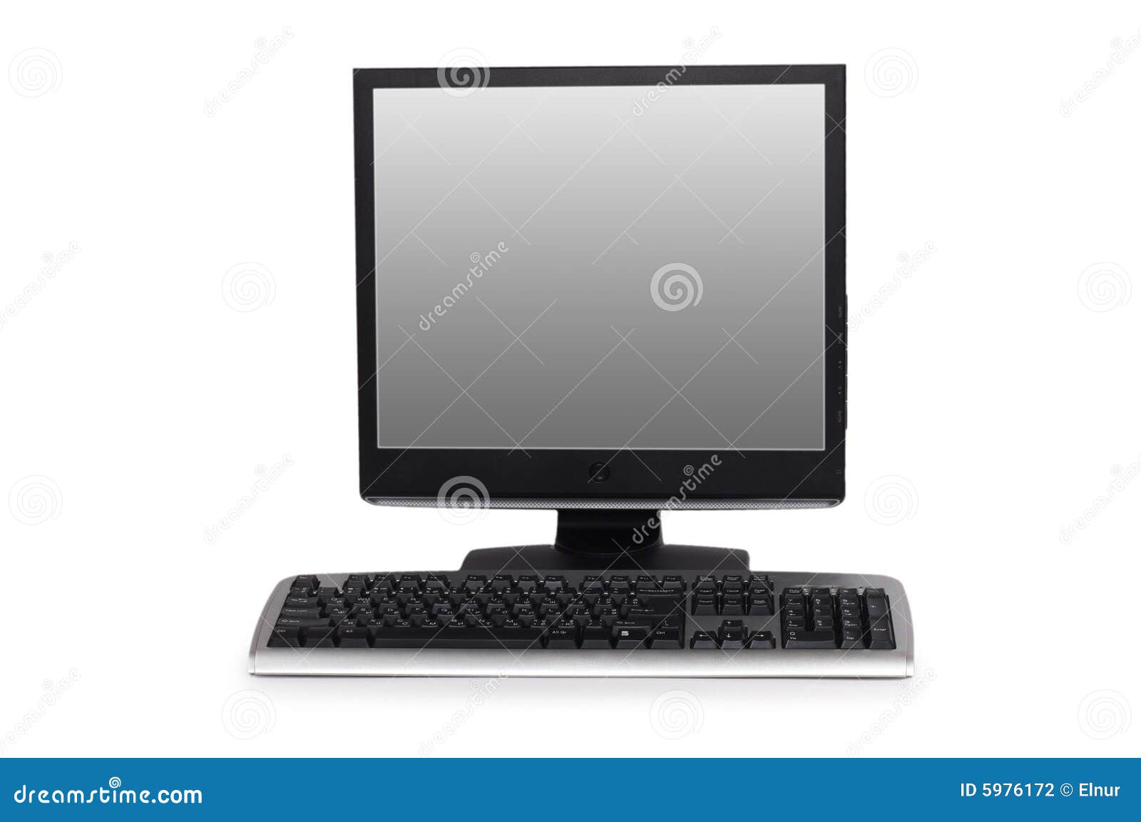 Computer with Flat Screen Isolated on White Stock Photo - Image of ...