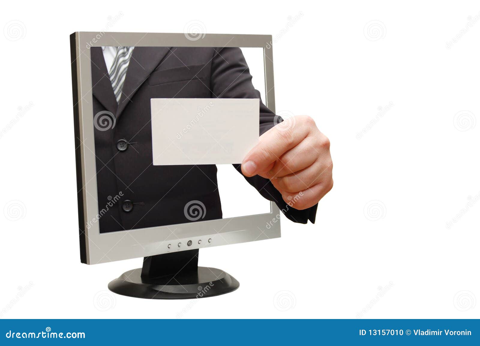 Computer Flat Screen Monitor Giving a Card Stock Photo - Image of ...