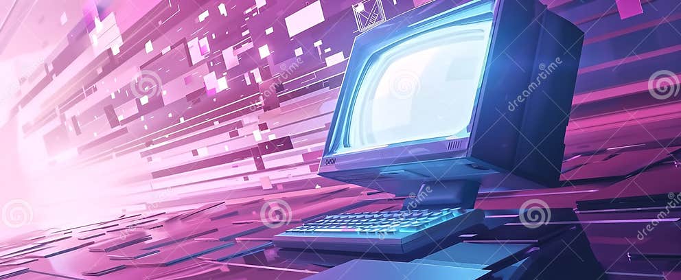 Computer Floating in Cyberspace Computers, Tablets, Communicatin Stock ...