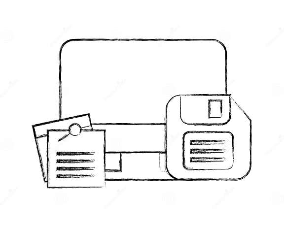 Computer Floppy Disk and Notes Memo Office Stock Illustration ...