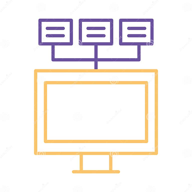 Computer with Flow Chart Line Style Icon Vector Design Stock Vector ...