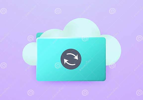 Computer Folder with File Sync Icon, Cloud. 3D Vector Cloud Storage ...