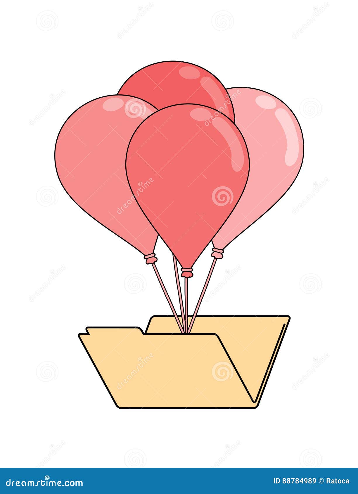 Computer Folder Flying with Ballons Stock Vector - Illustration of ...