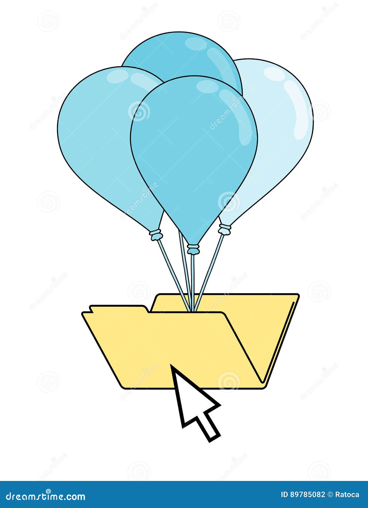 Computer Folder Flying with Ballons Stock Vector - Illustration of ...