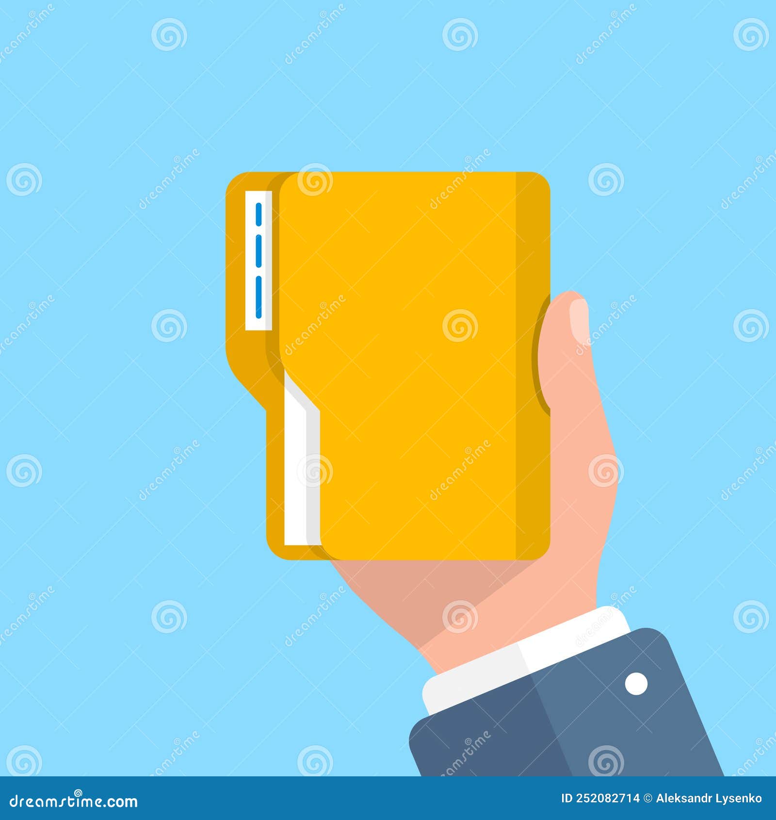 Computer Folder in Hand Illustration in Flat Style. Document Archive ...