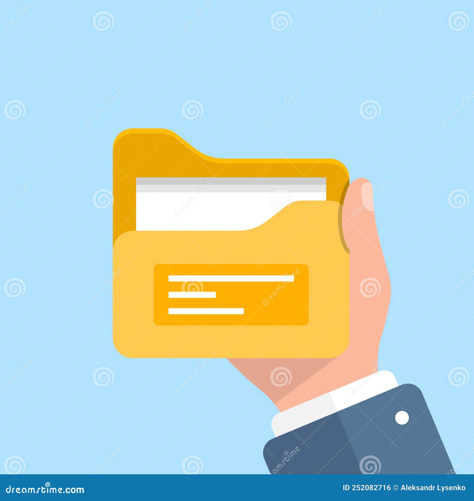 Computer Folder in Hand Illustration in Flat Style. Document Archive ...