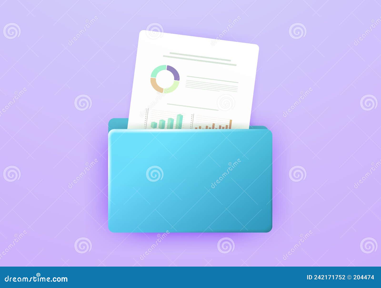 Computer Folder Icon with Financial Reports with Chart and Spreadsheets ...