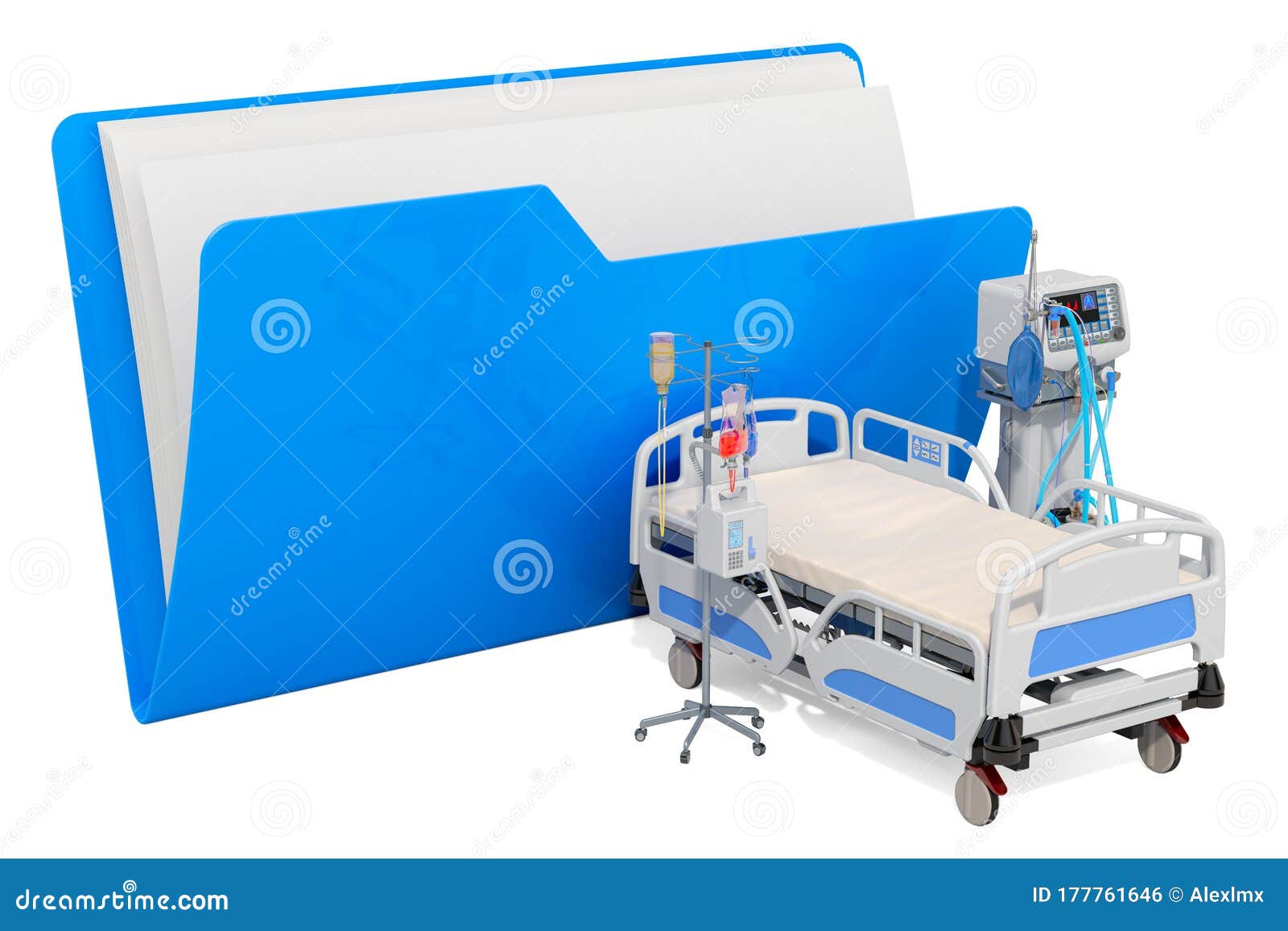 Computer Folder Icon with Intensive Care Unit, ICU. 3D Rendering Stock ...