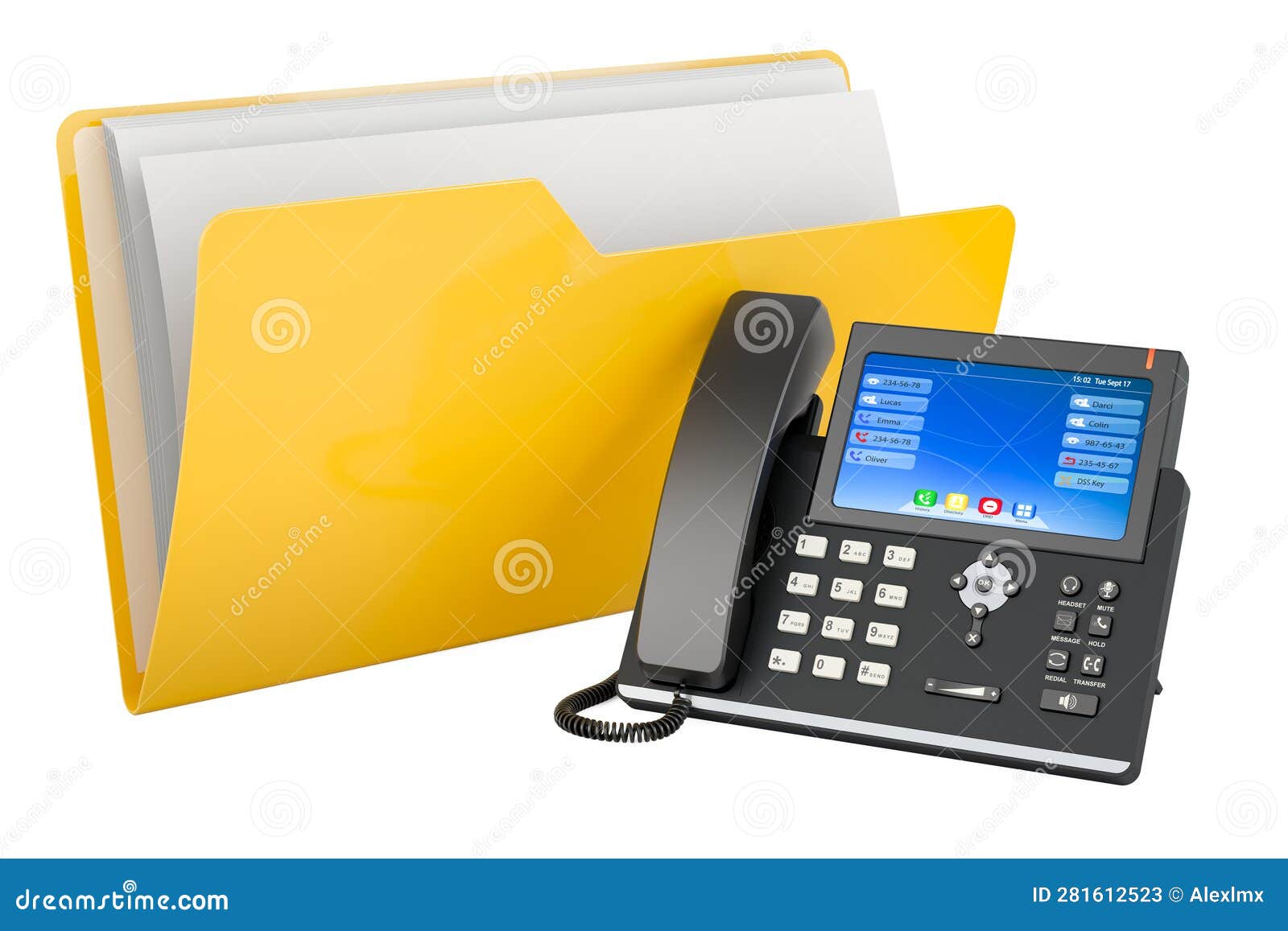 Computer Folder Icon with IP Phone, 3D Rendering Stock Illustration ...