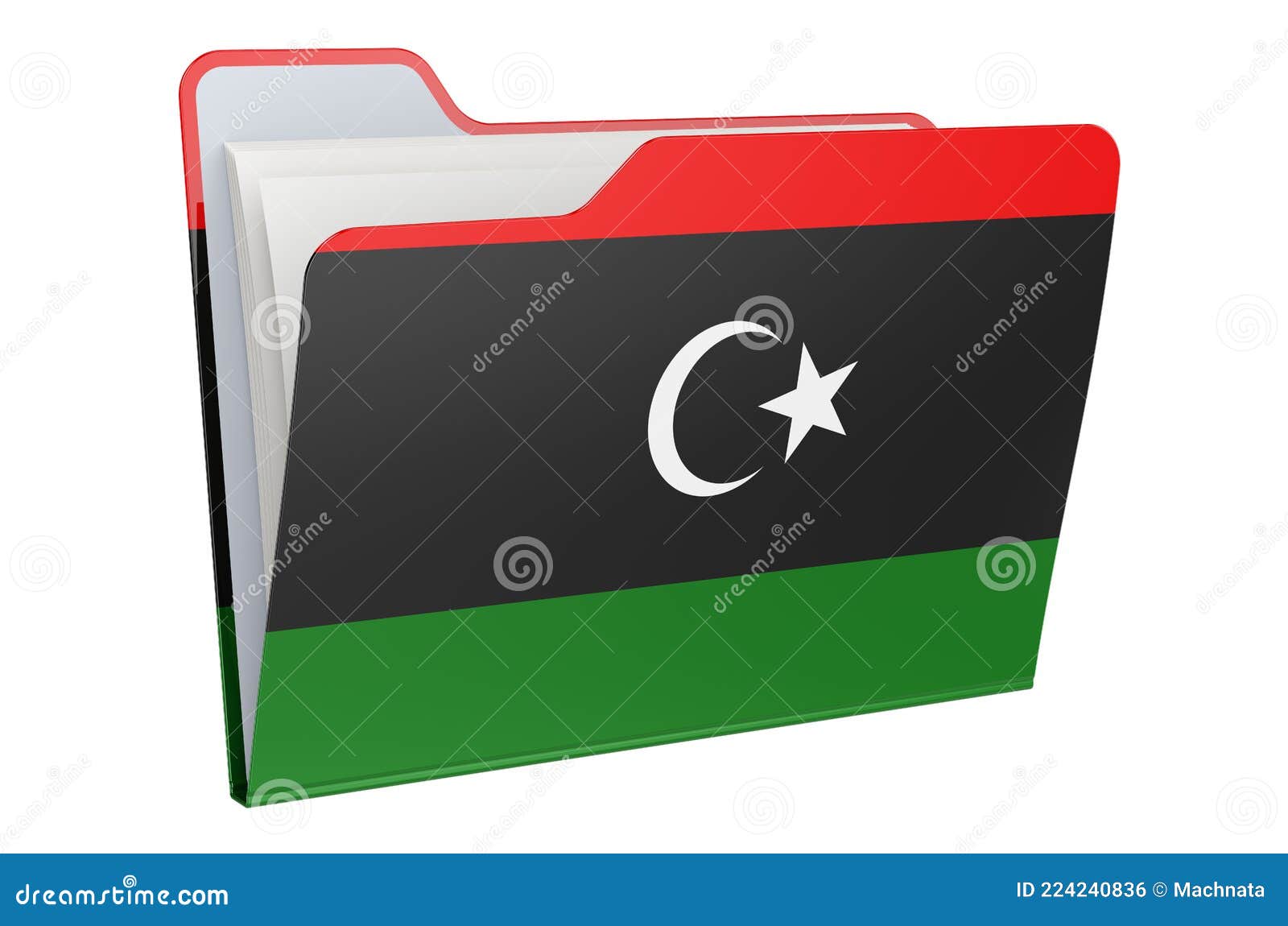 Computer Folder Icon with Libyan Flag. 3D Rendering Stock Illustration ...