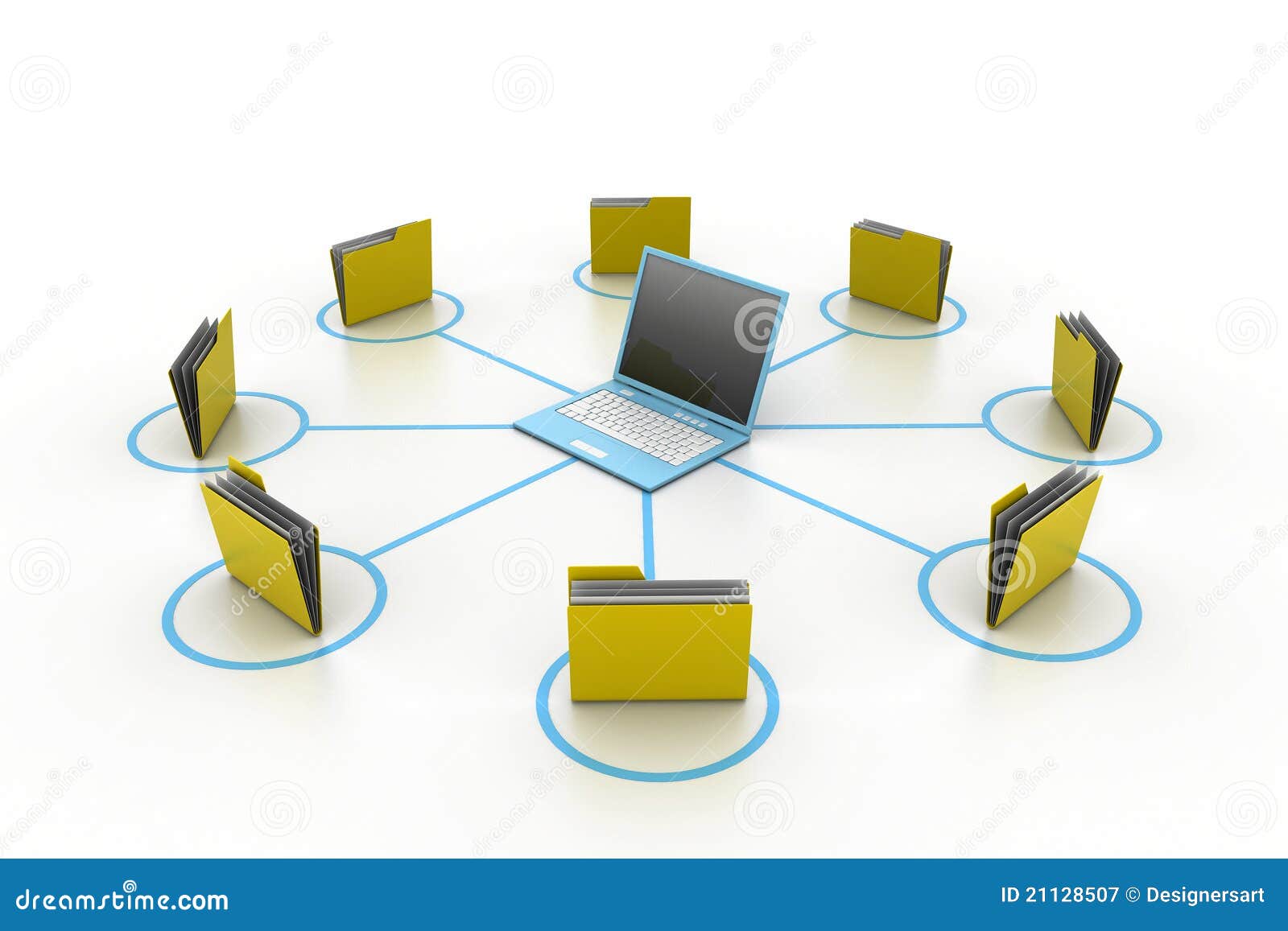 Computer and Folder Network Stock Illustration - Illustration of ...