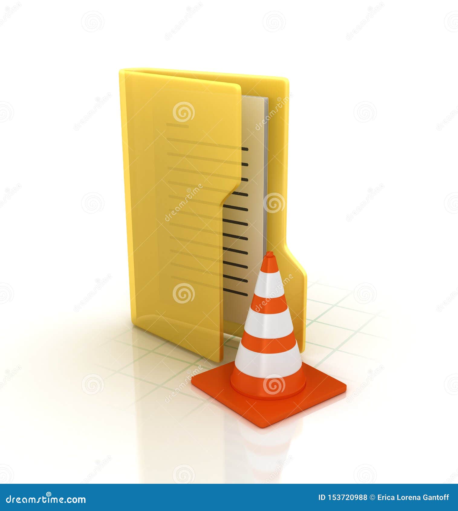 Computer Folder with Traffic Cone Stock Illustration - Illustration of ...