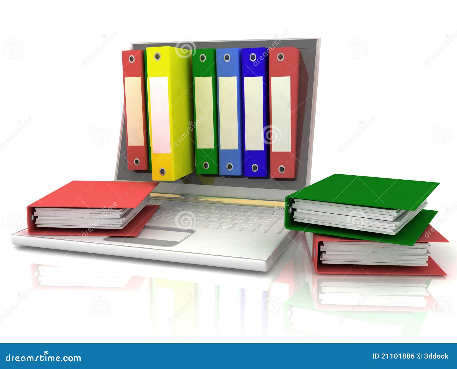 Computer and folders stock illustration. Illustration of electronic ...