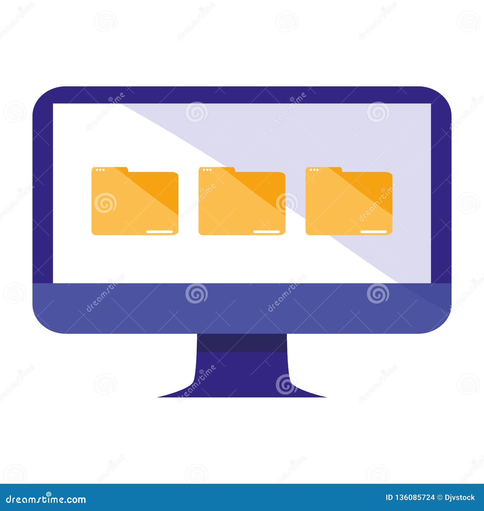 Computer with Folders Documents Stock Vector - Illustration of center ...
