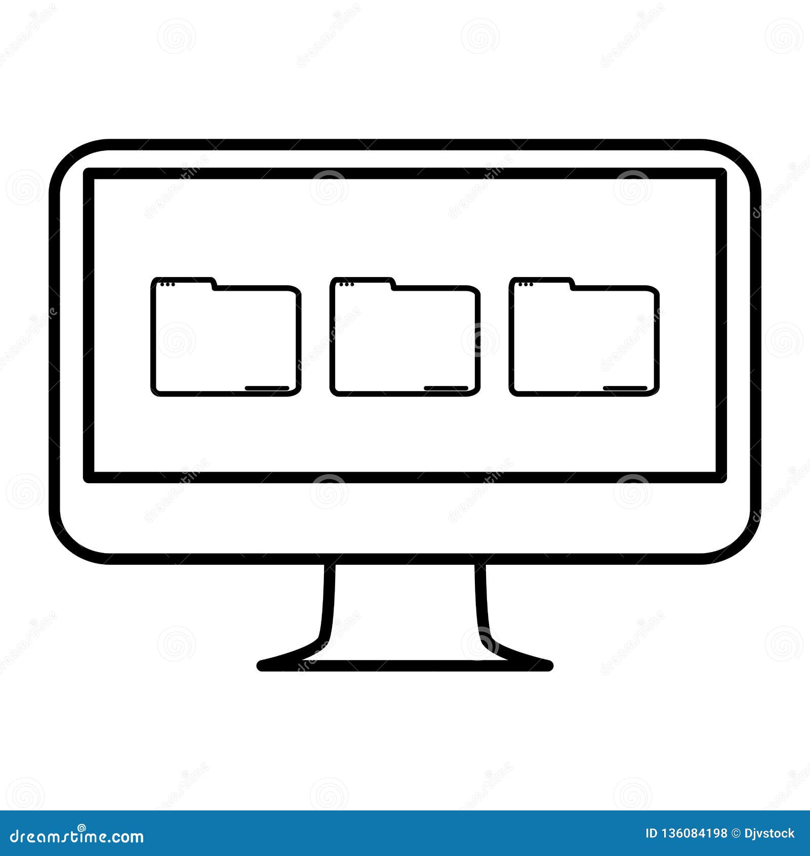 Computer with Folders Documents Stock Vector - Illustration of computer ...