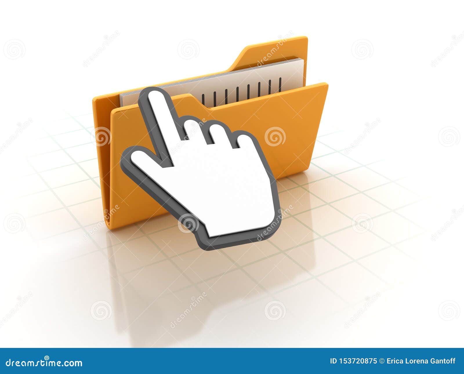 Computer Folders with Hand Cursor Stock Illustration - Illustration of ...