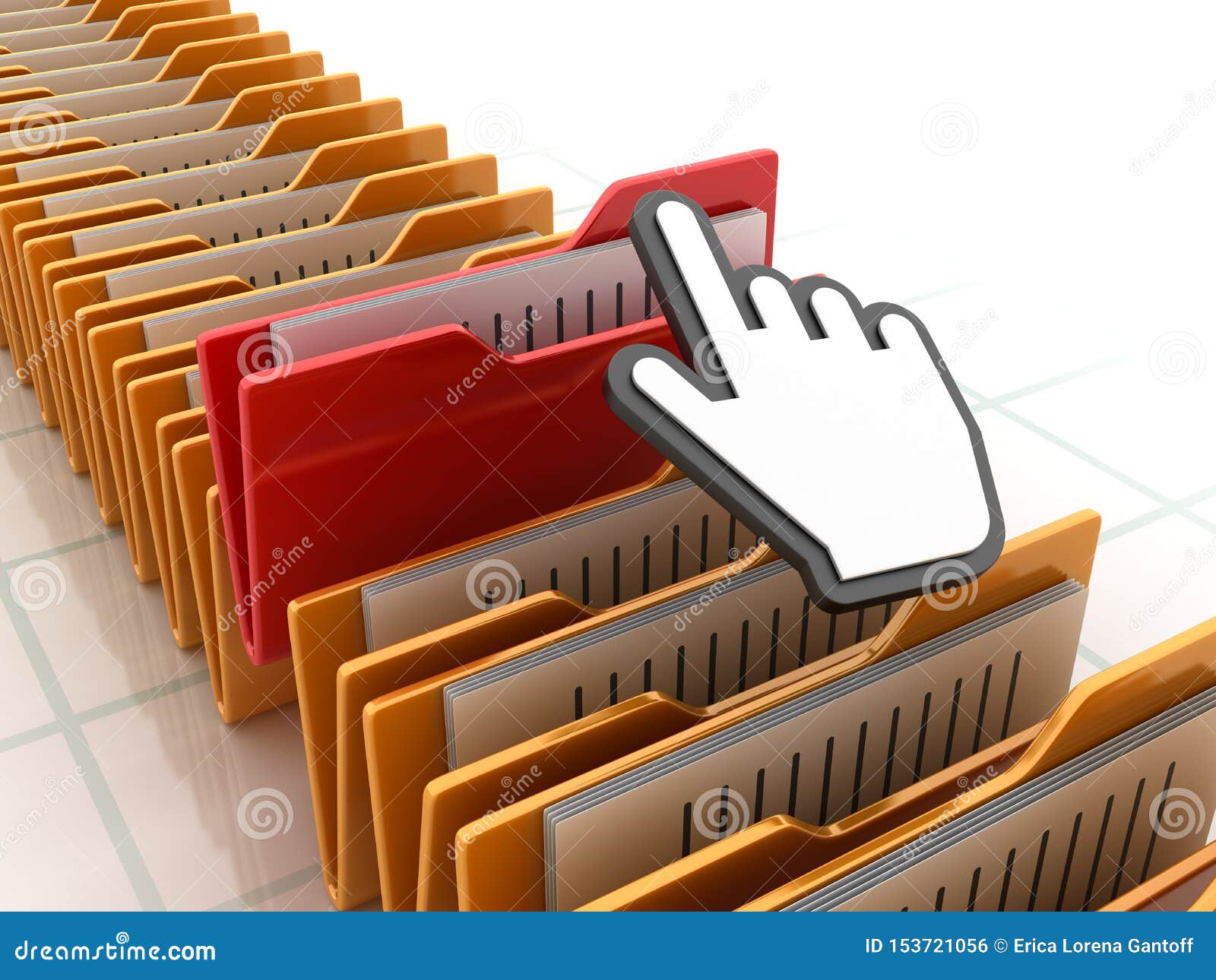 Computer Folders with Hand Cursor Stock Illustration - Illustration of ...
