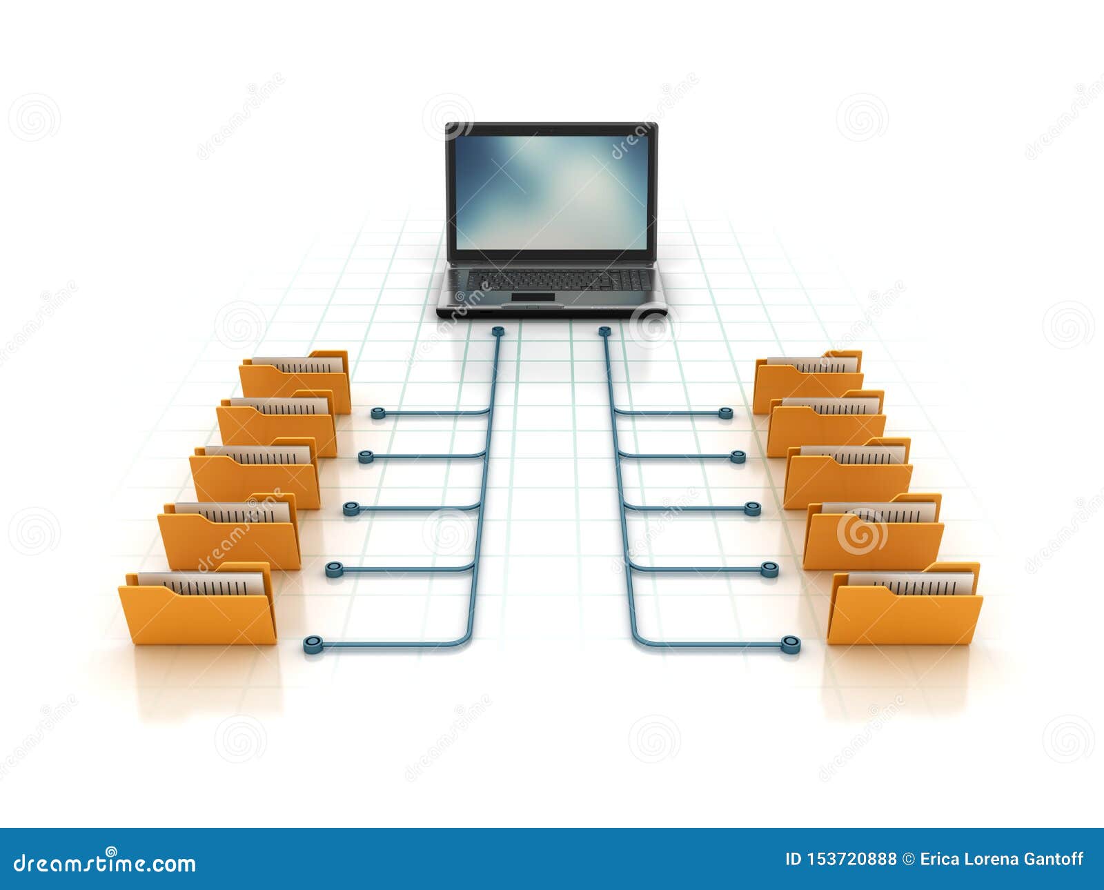 Computer Folders with Laptop Stock Illustration - Illustration of ...
