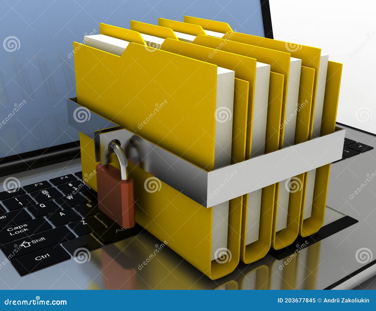 3d Computer Folders with Padlock.3d Illustration Stock Illustration ...