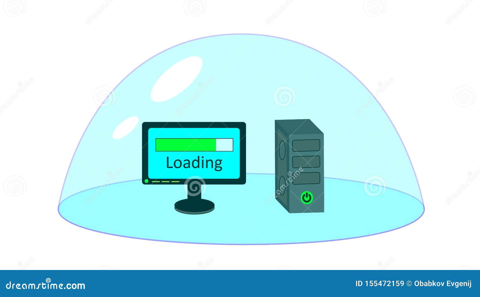 The Computer is Fully Protected Stock Illustration - Illustration of ...