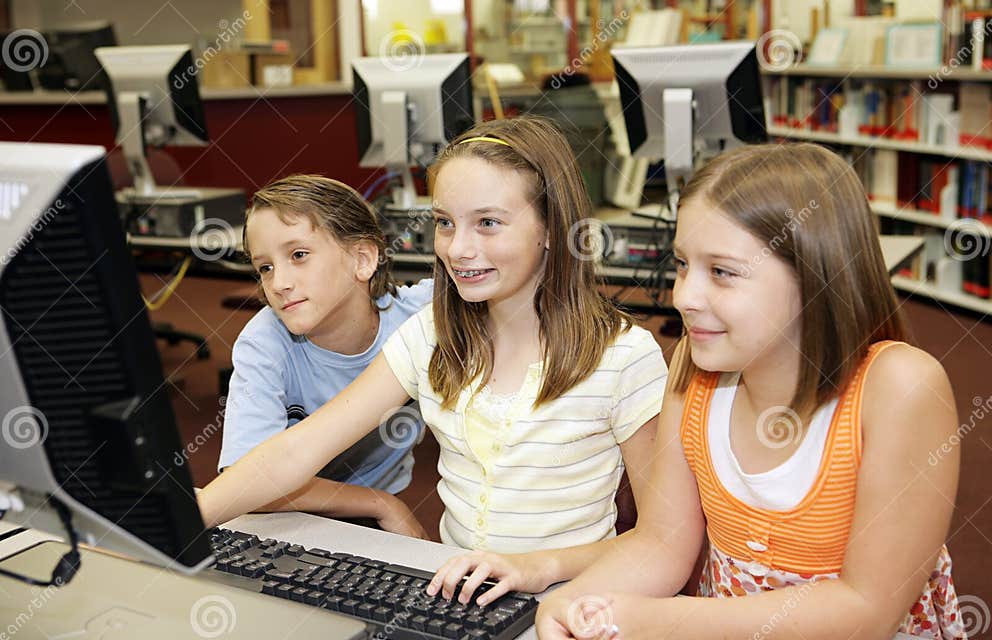 Computer Fun at School stock image. Image of looking, interest - 3146711