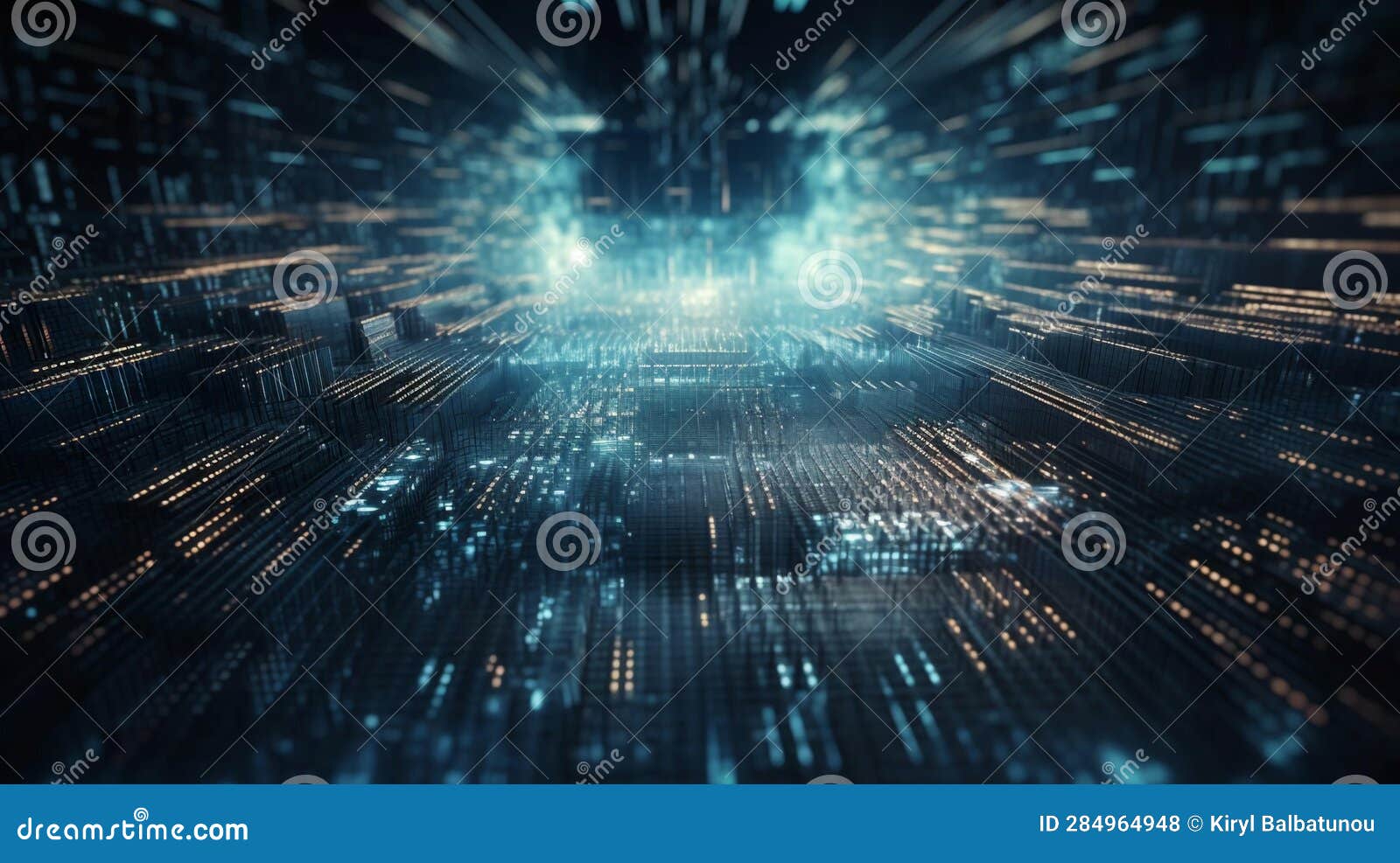 Computer Futuristic Boards with Microchips Energy and Transistors on ...