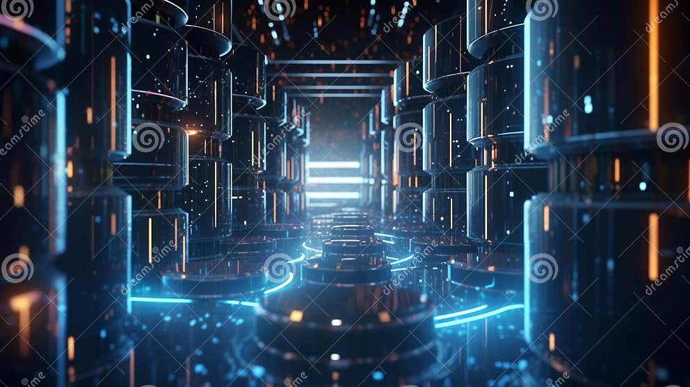 Computer Futuristic with Microchips Energy Chips and Transistors on ...