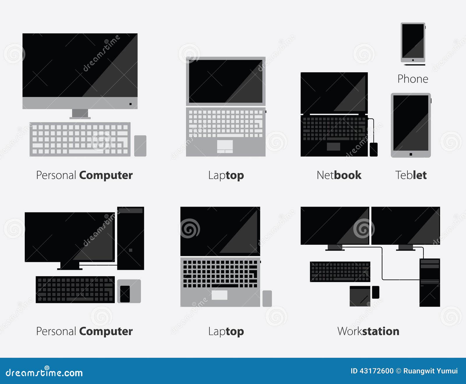 Computer and Gadgets Icon Set in Flat Design Stock Vector ...
