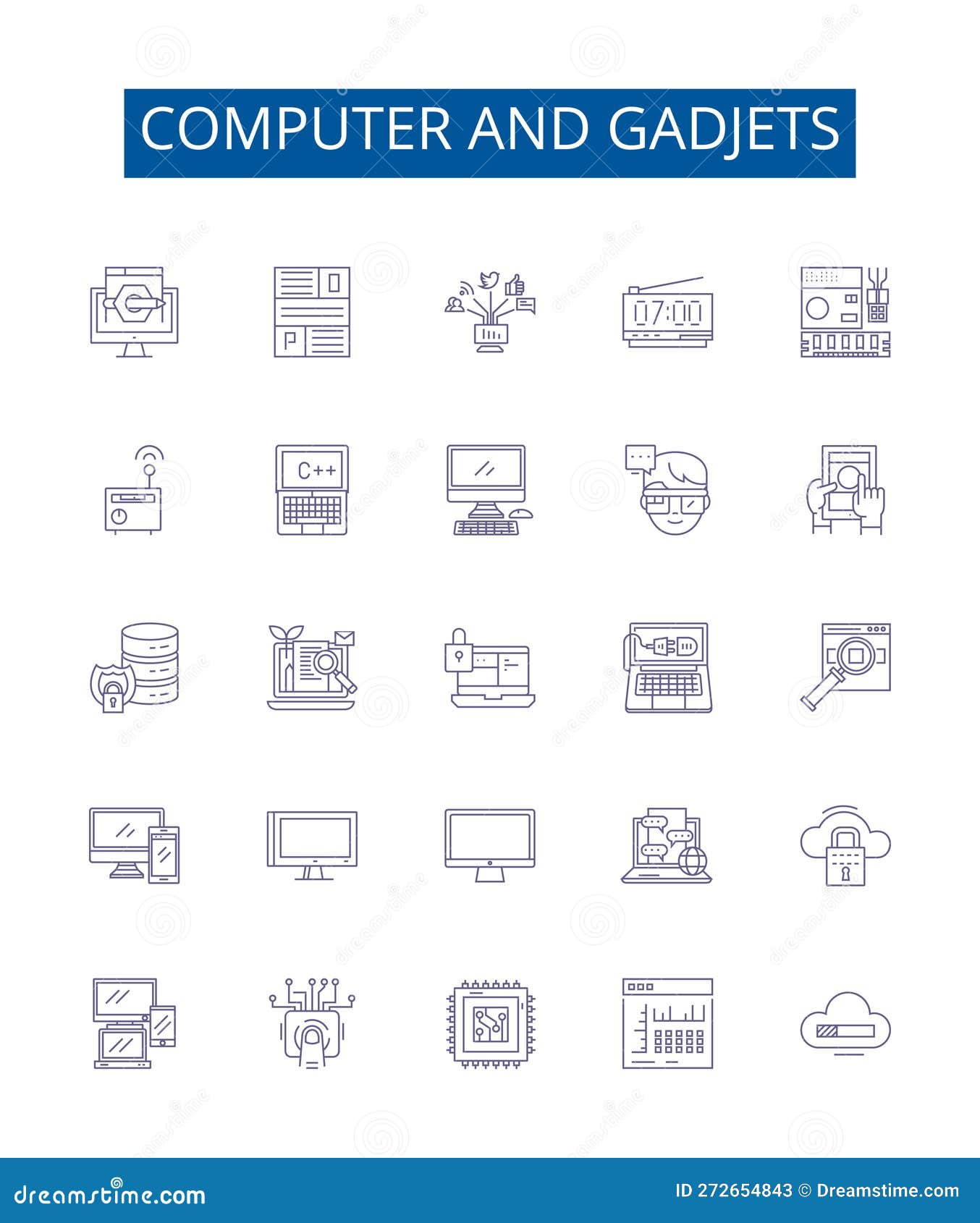 Gadjets Icons, Line Symbols, Web Signs, Vector Set, Isolated Illustration | CartoonDealer.com ...