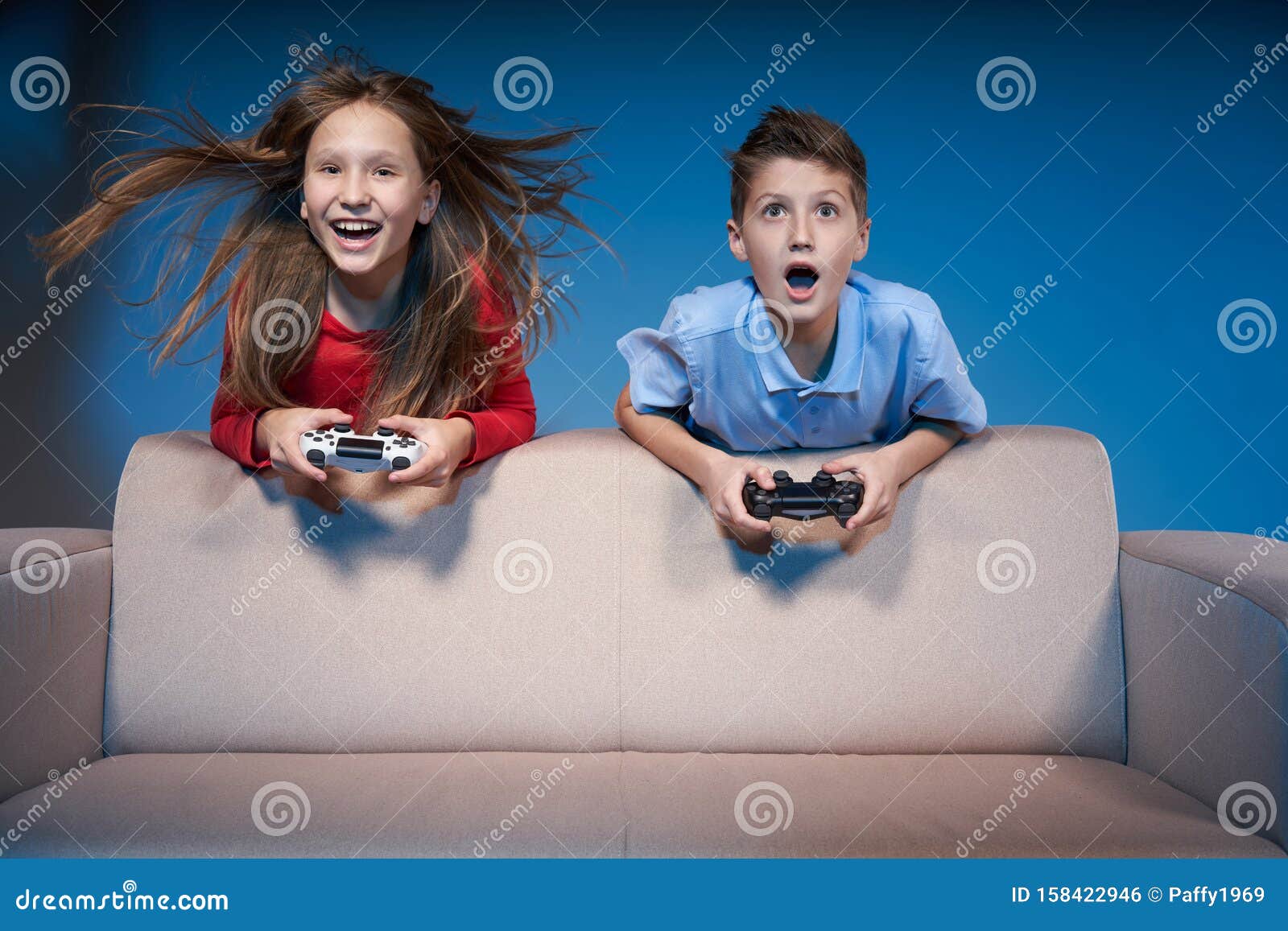 Computer Game Competition. Gaming Concept. Excited Girl Playing Video ...